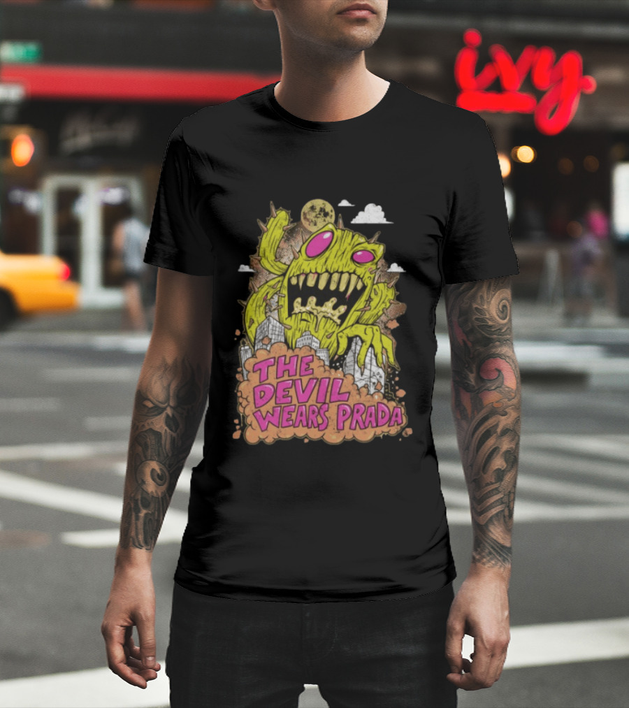 The Devil Wears Prada Cactuszilla Monster In Cityscape T-Shirt
