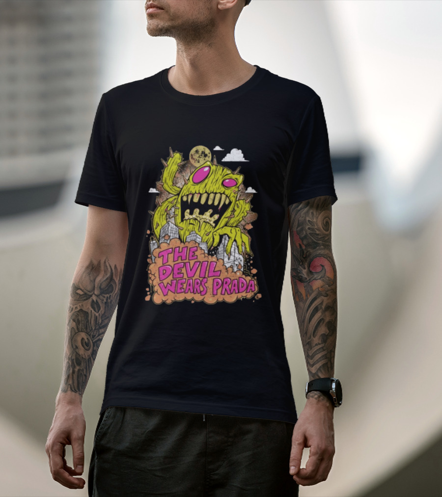 The Devil Wears Prada Cactuszilla Monster In Cityscape T-Shirt
