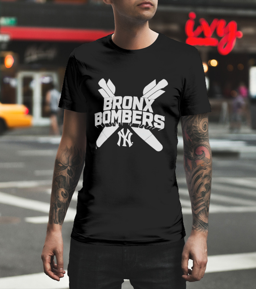 New York Yankees Bronx Bombers NY Logo With Baseball Bats T-Shirt