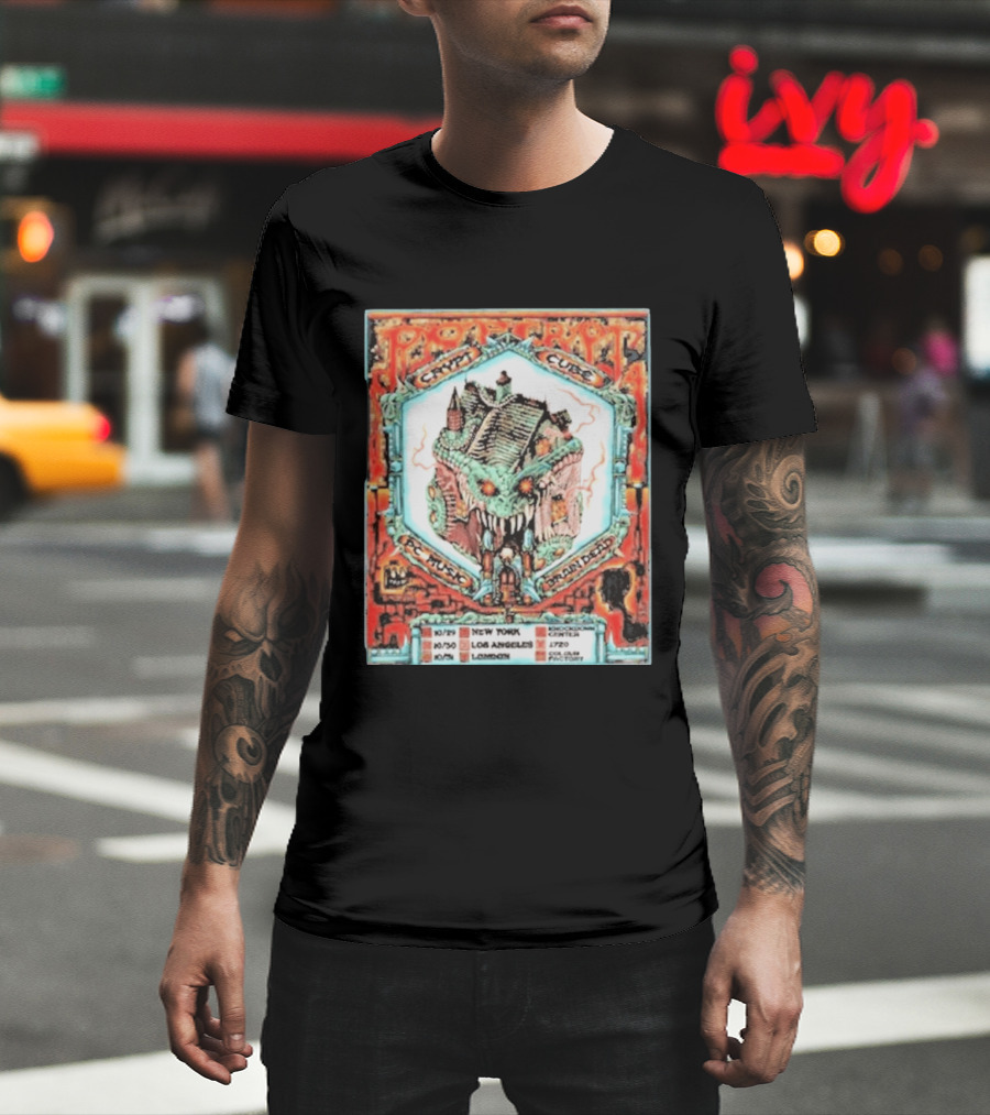 Pop Crypt Crypto Graphic Cube PC Music Brain Dead 2026 Tour New York Los Angeles London T-Shirt