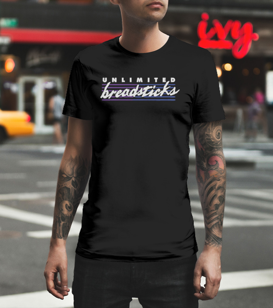Unlimited Breadsticks Unsolved 2026 Purple Blue Stripes T-Shirt