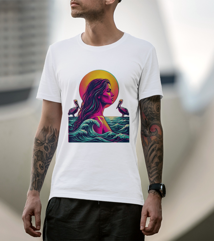 Gulf Coast Sunset Pelican Waves Woman T-Shirt