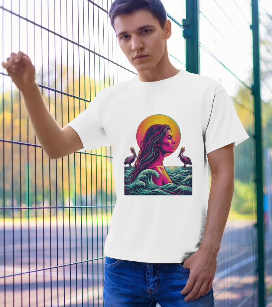 Gulf Coast Sunset Pelican Waves Woman T-Shirt