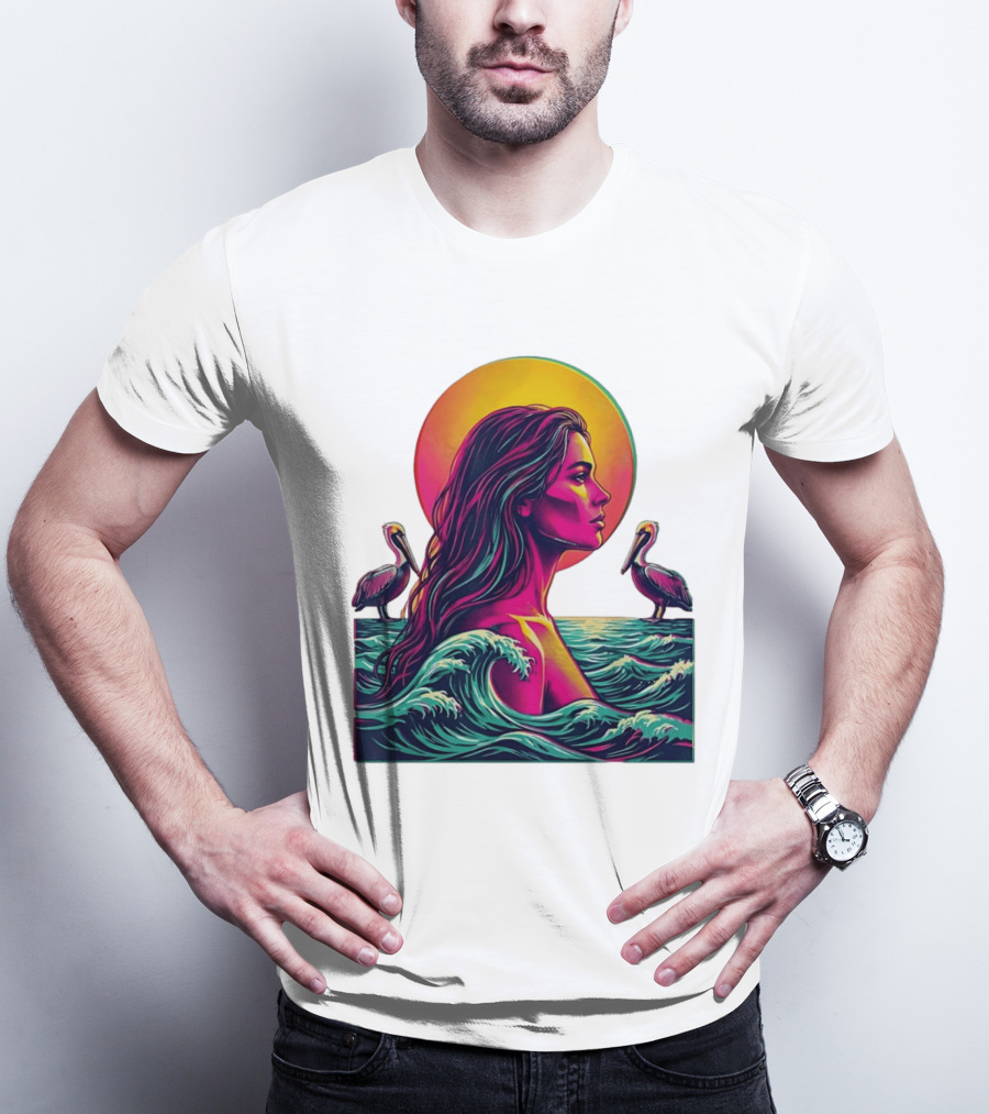 Gulf Coast Sunset Pelican Waves Woman T-Shirt