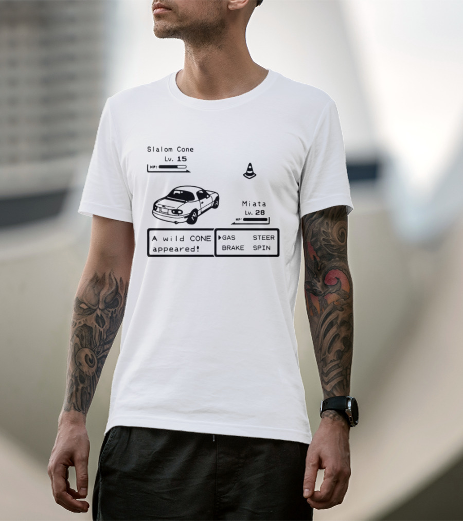 Miata Mazda NA A Wild Cone Appeared Pokemon Slalom Cone Gas Steer Brake Spin T-Shirt
