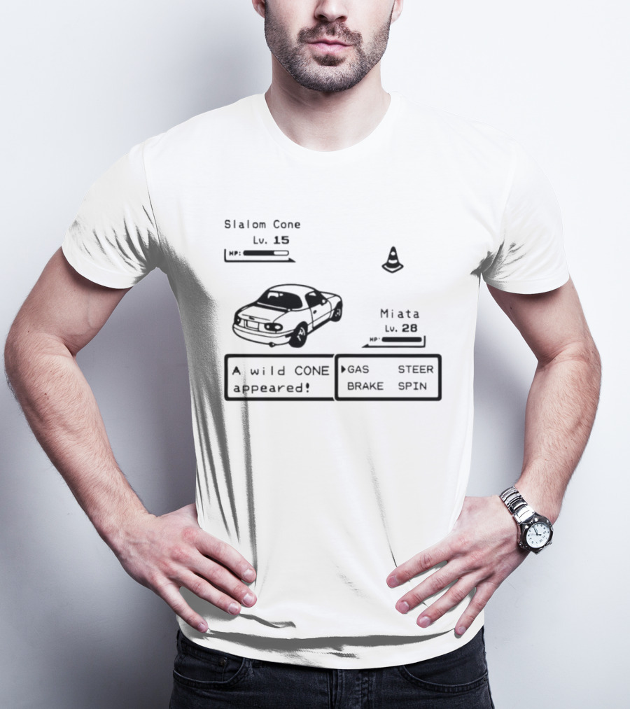 Miata Mazda NA A Wild Cone Appeared Pokemon Slalom Cone Gas Steer Brake Spin T-Shirt