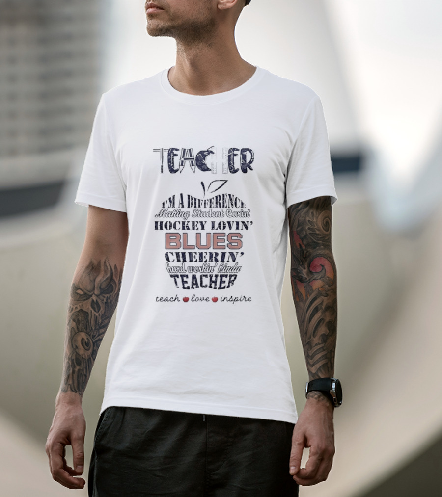 Teacher Difference Maker Hockey Lovin St Louis Blues Teacher T-Shirt