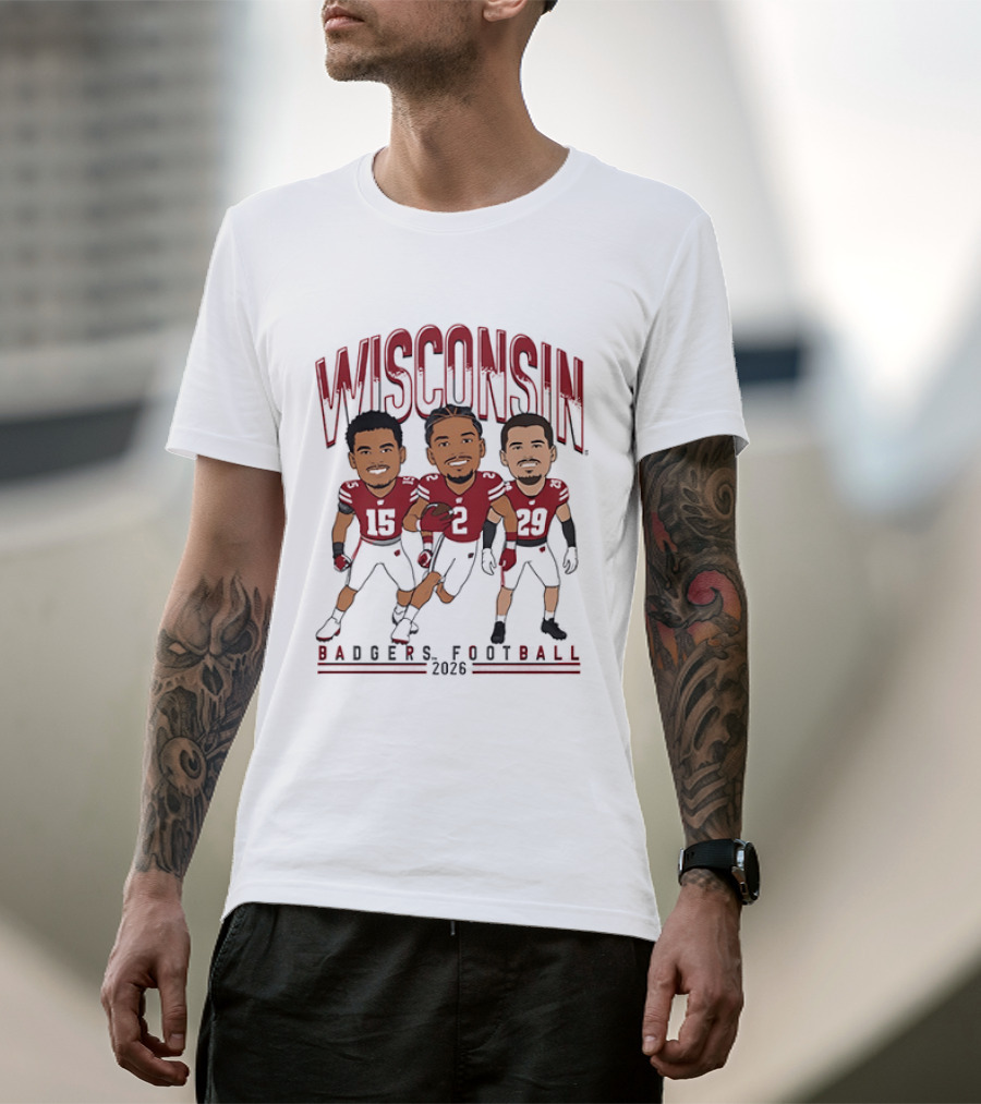 Wisconsin Badgers Football 2026 Players Caricature Team Spirit T-Shirt