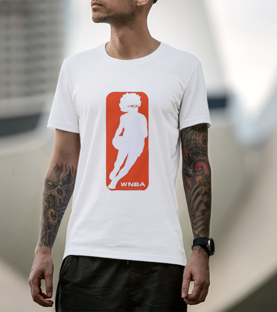WNBA Maplewedgie Basketball Player White Silhouette On Orange T-Shirt