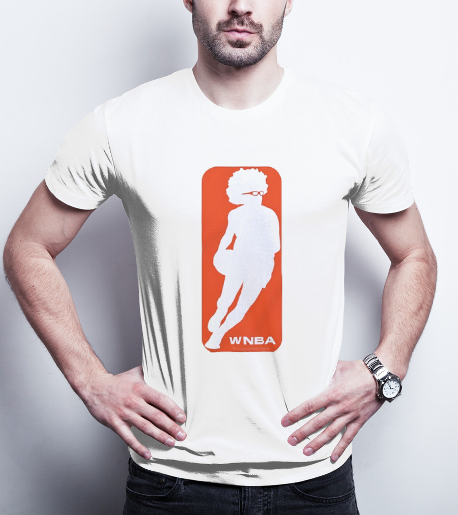 WNBA Maplewedgie Basketball Player White Silhouette On Orange T-Shirt