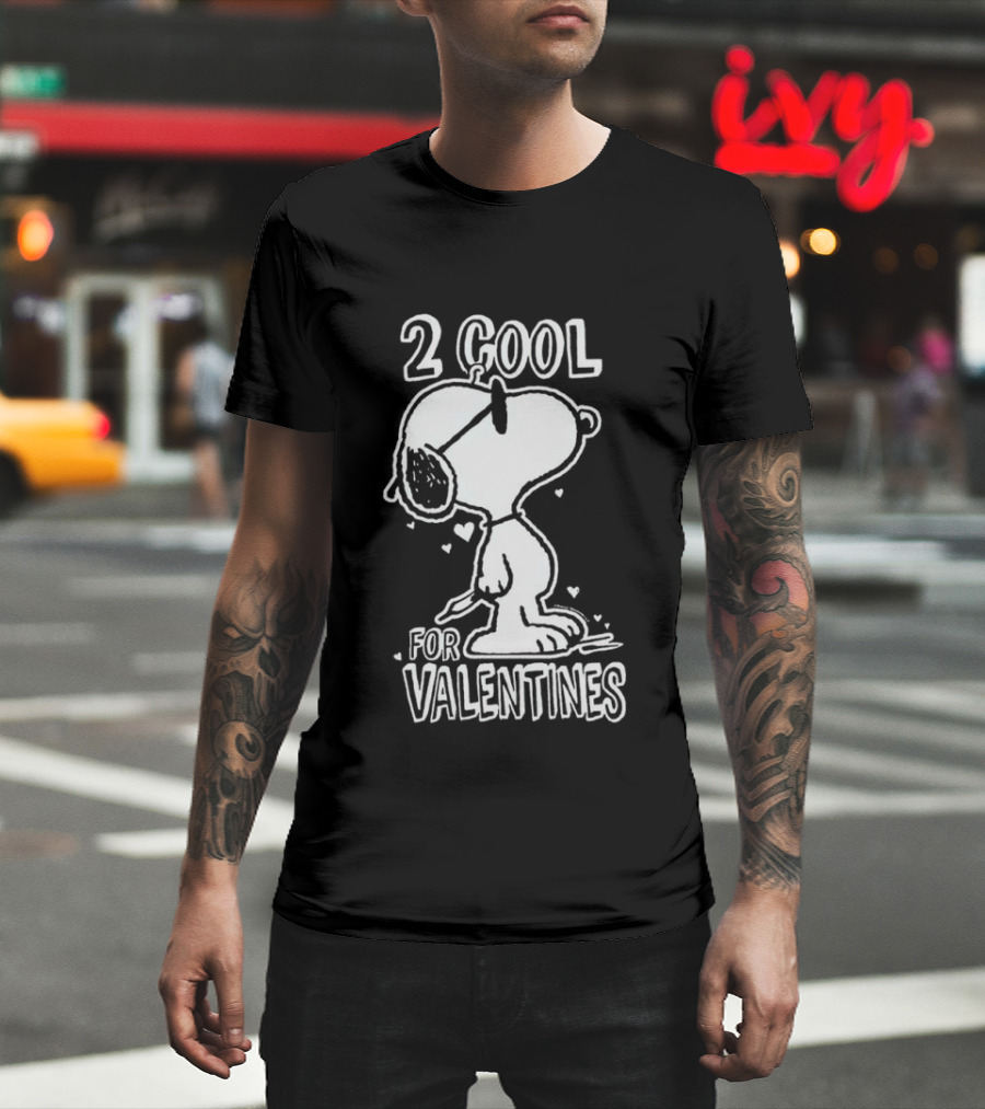 2 Cool For Valentines Peanuts Snoopy T-Shirt