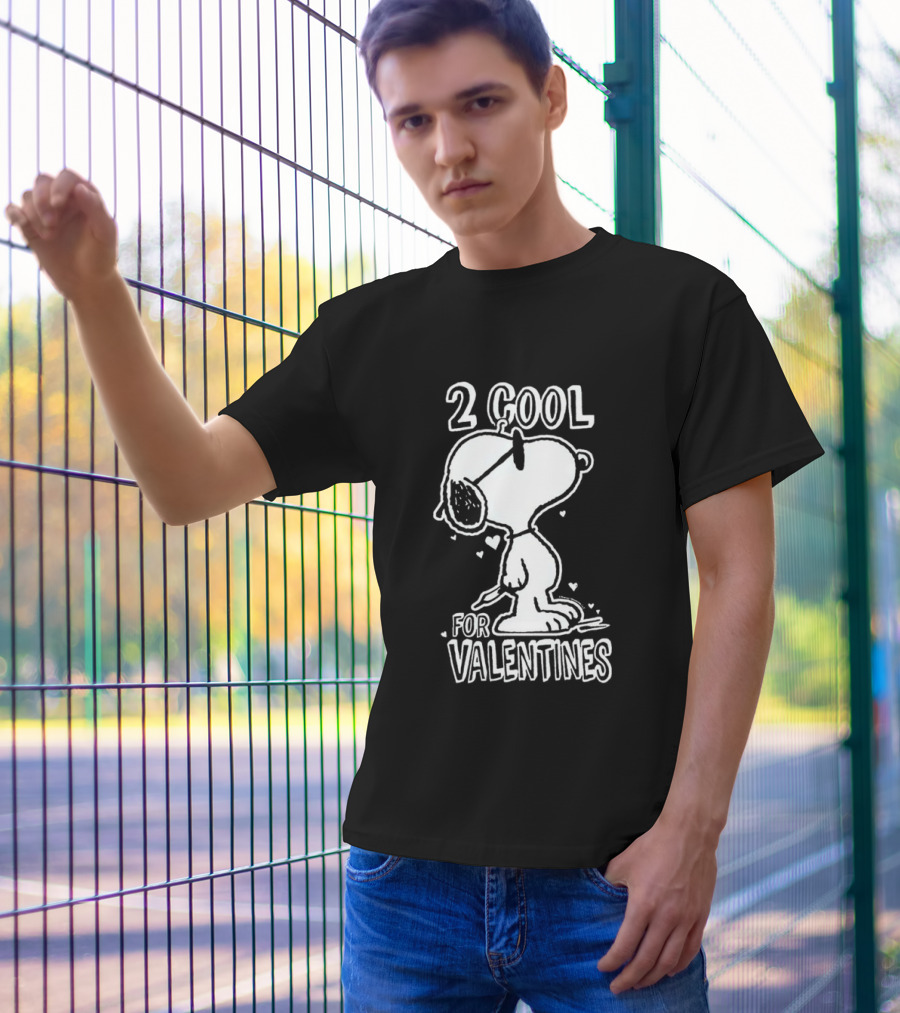 2 Cool For Valentines Peanuts Snoopy T-Shirt