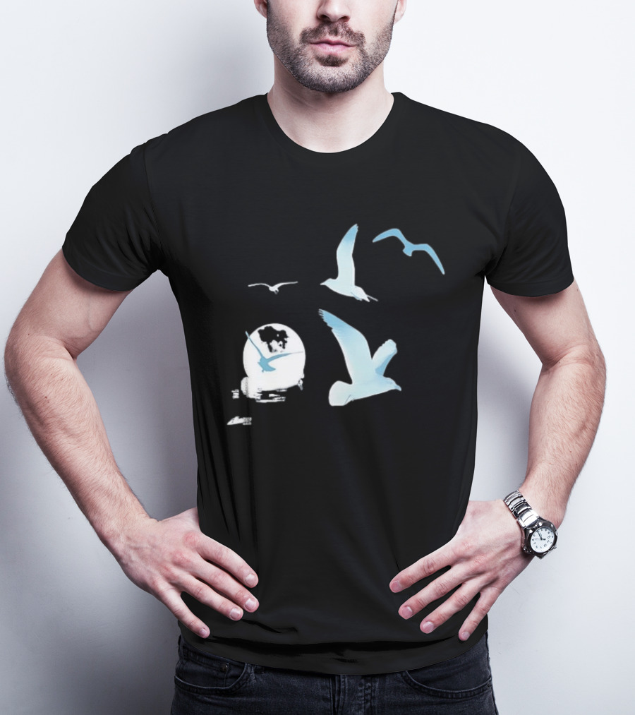 1989 Seagull Boxy Flock In Flight Retro Aesthetic T-Shirt