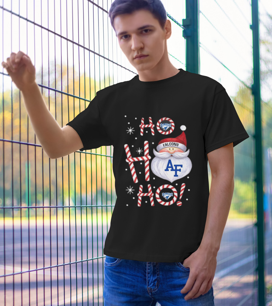 Air Force Falcons Christmas Santa Ho Ho Ho Peppermint Letters T-Shirt