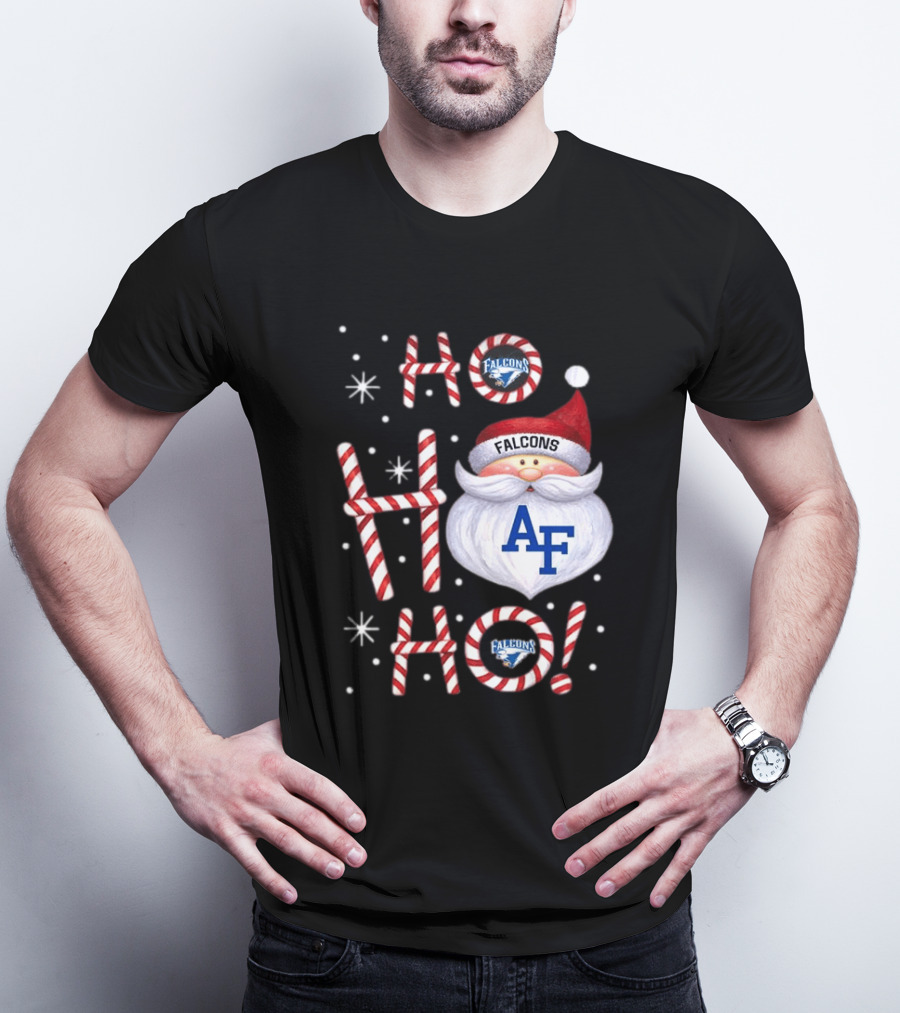Air Force Falcons Christmas Santa Ho Ho Ho Peppermint Letters T-Shirt