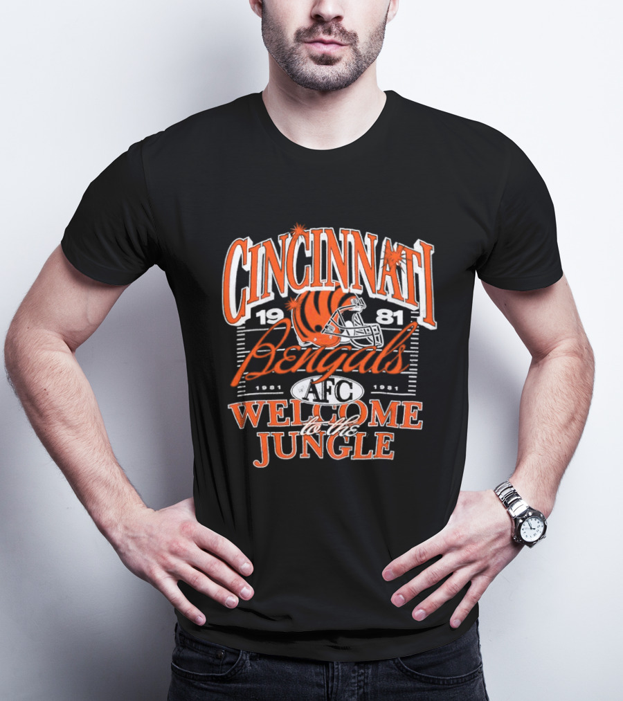 Cincinnati Bengals 1981 Welcome To The Jungle AFC Helmet T-Shirt