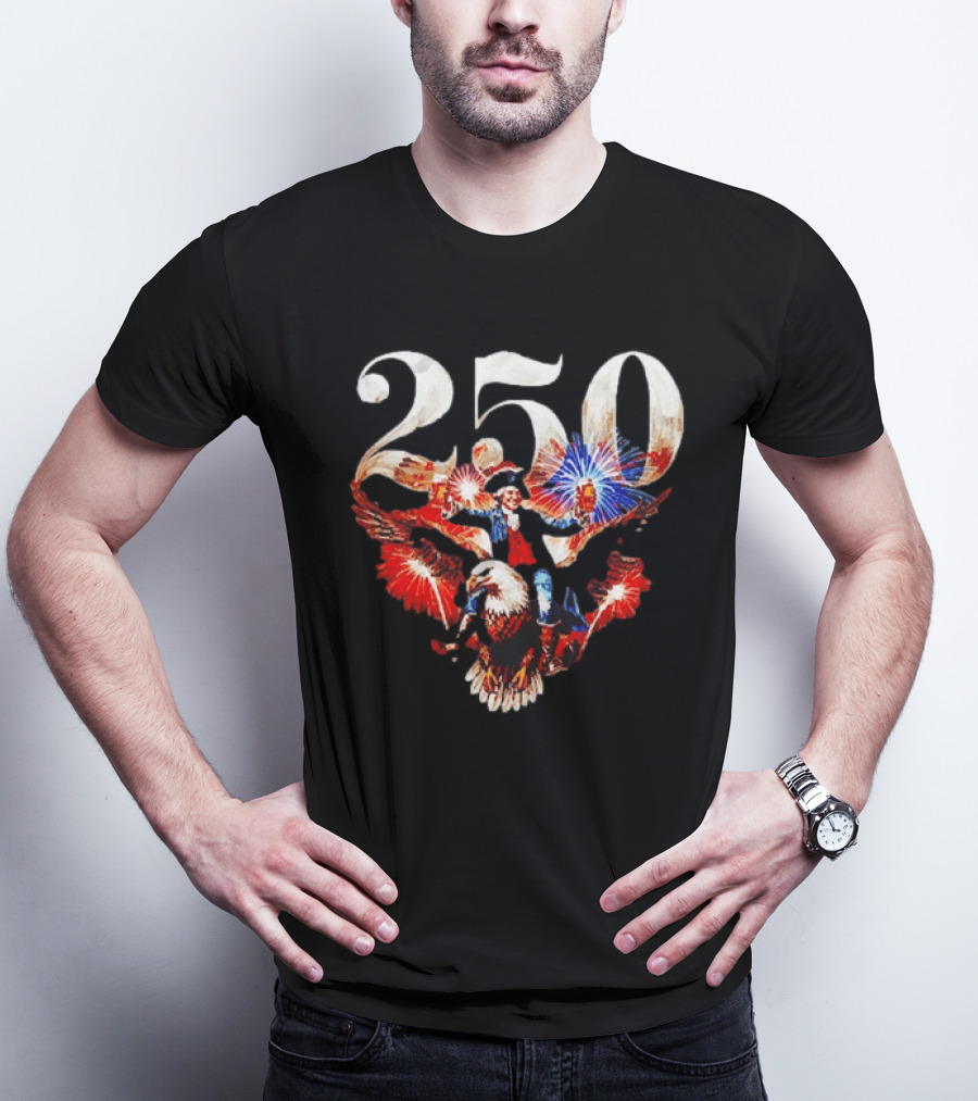 America 250 Ben Franklin Bald Eagle Fireworks T-Shirt