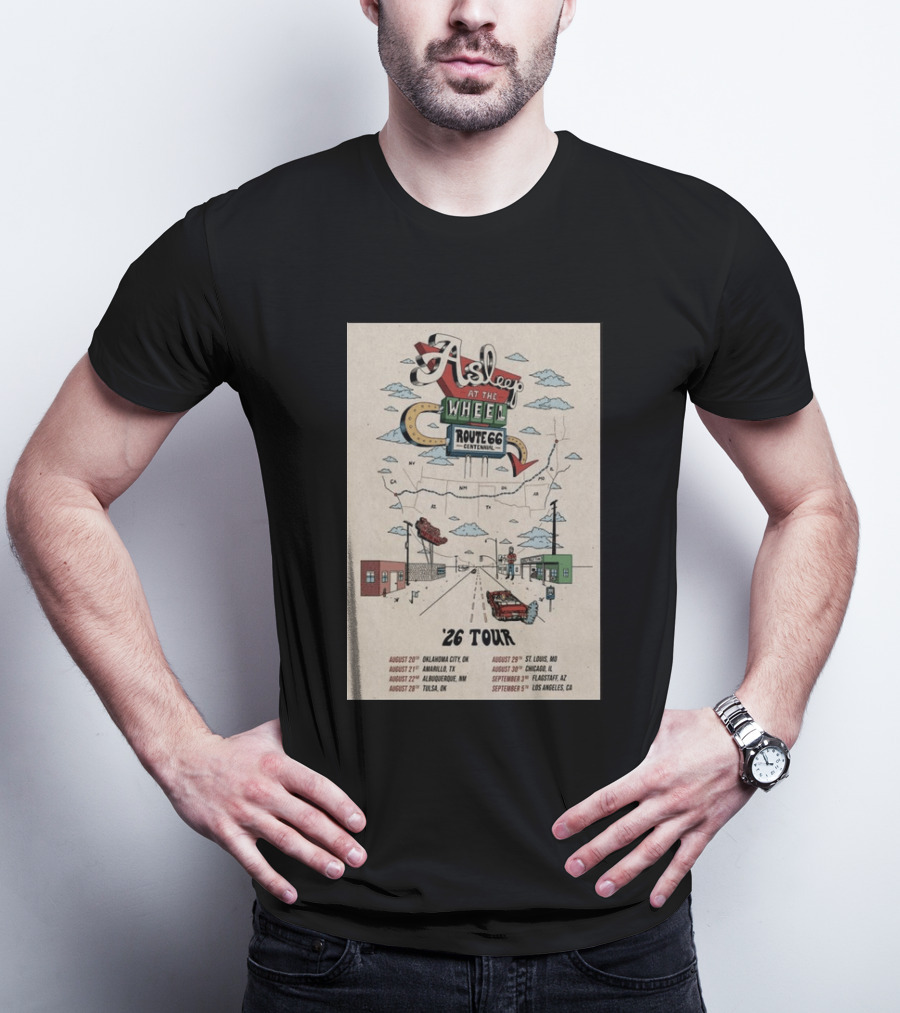 Asleep At The Wheel Route 66 Centennial 2026 Tour Oklahoma City Amarillo Albuquerque Tulsa St. Louis Chicago Flagstaff Los Angeles T-Shirt