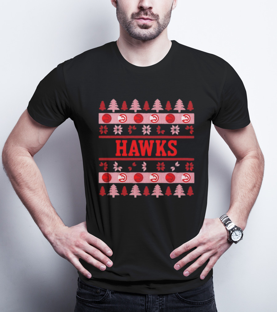 Atlanta Hawks Basketball Holiday Ugly Christmas Sweater T-Shirt