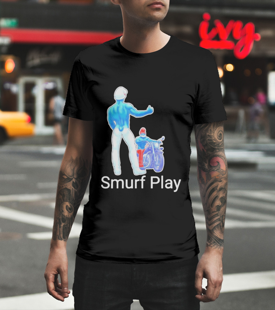 Smurf Play Gay LGBT Biker T-Shirt