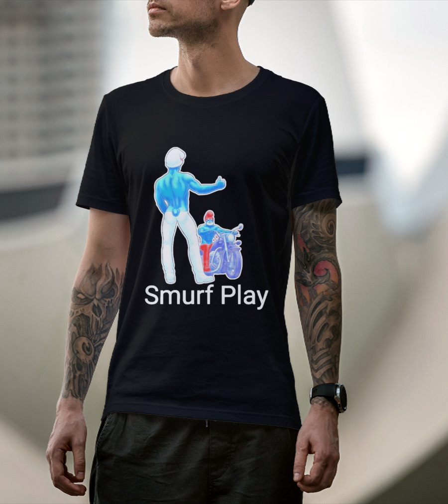 Smurf Play Gay LGBT Biker T-Shirt