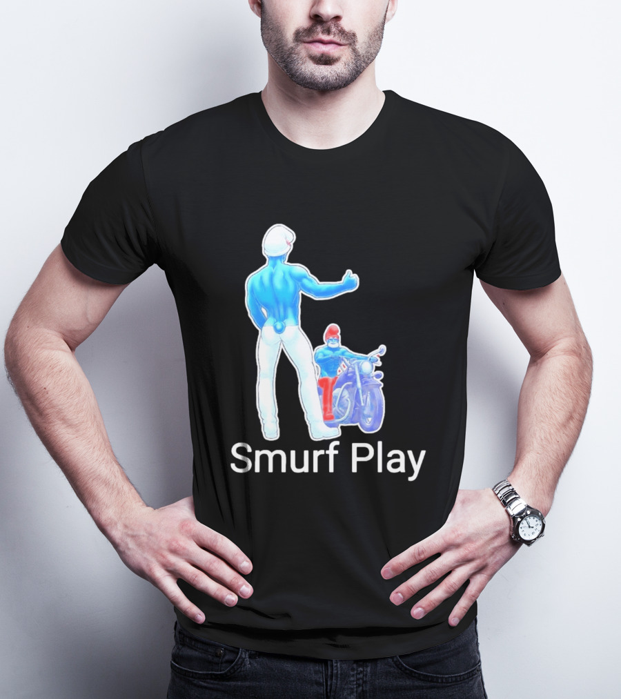 Smurf Play Gay LGBT Biker T-Shirt