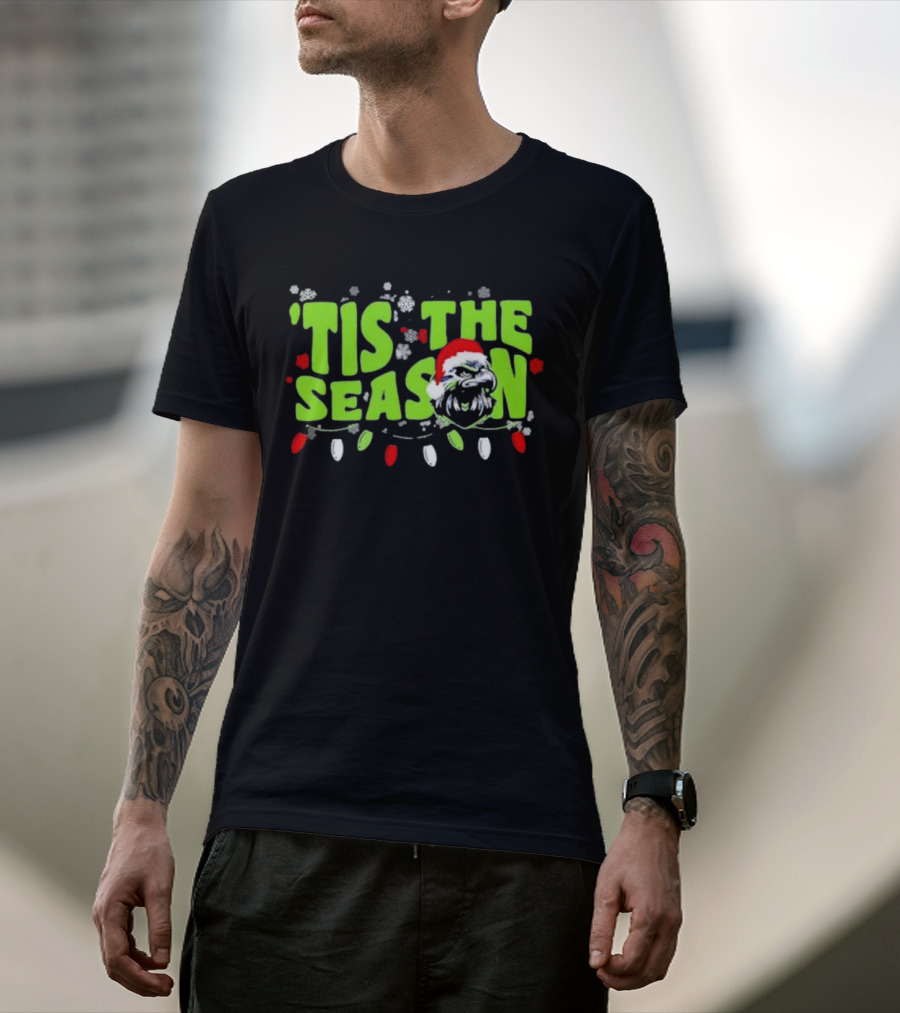 Tis The Season Christmas Seattle Seahawks Football Santa Hat T-Shirt