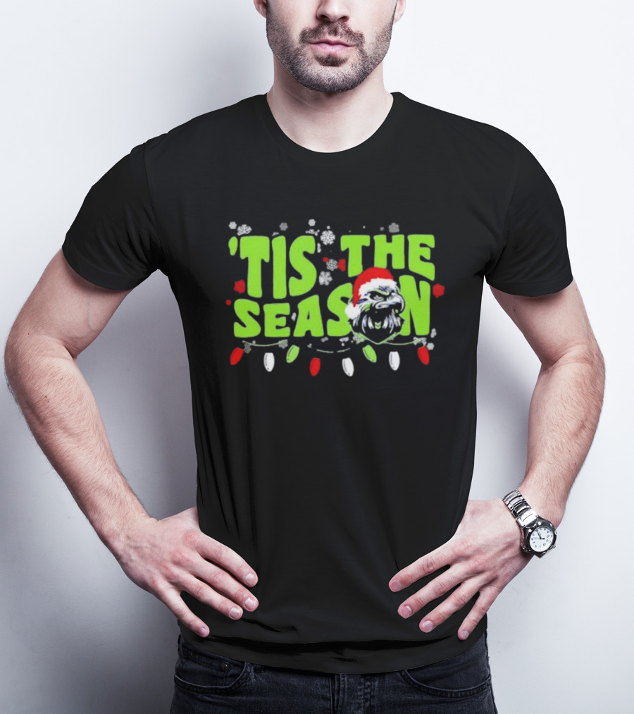 Tis The Season Christmas Seattle Seahawks Football Santa Hat T-Shirt