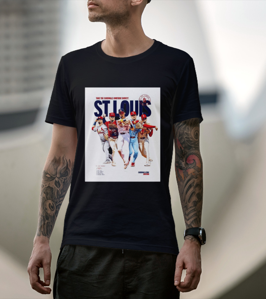 Take The Cardinals Uniform Survey St Louis Historic Baseball Players T-Shirt