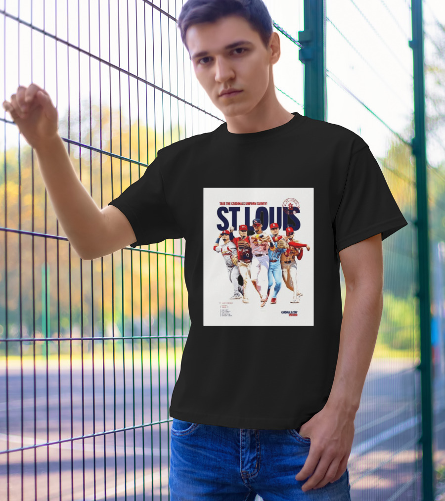 Take The Cardinals Uniform Survey St Louis Historic Baseball Players T-Shirt