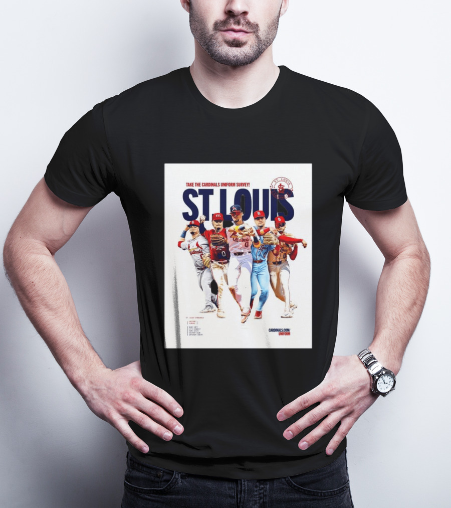 Take The Cardinals Uniform Survey St Louis Historic Baseball Players T-Shirt
