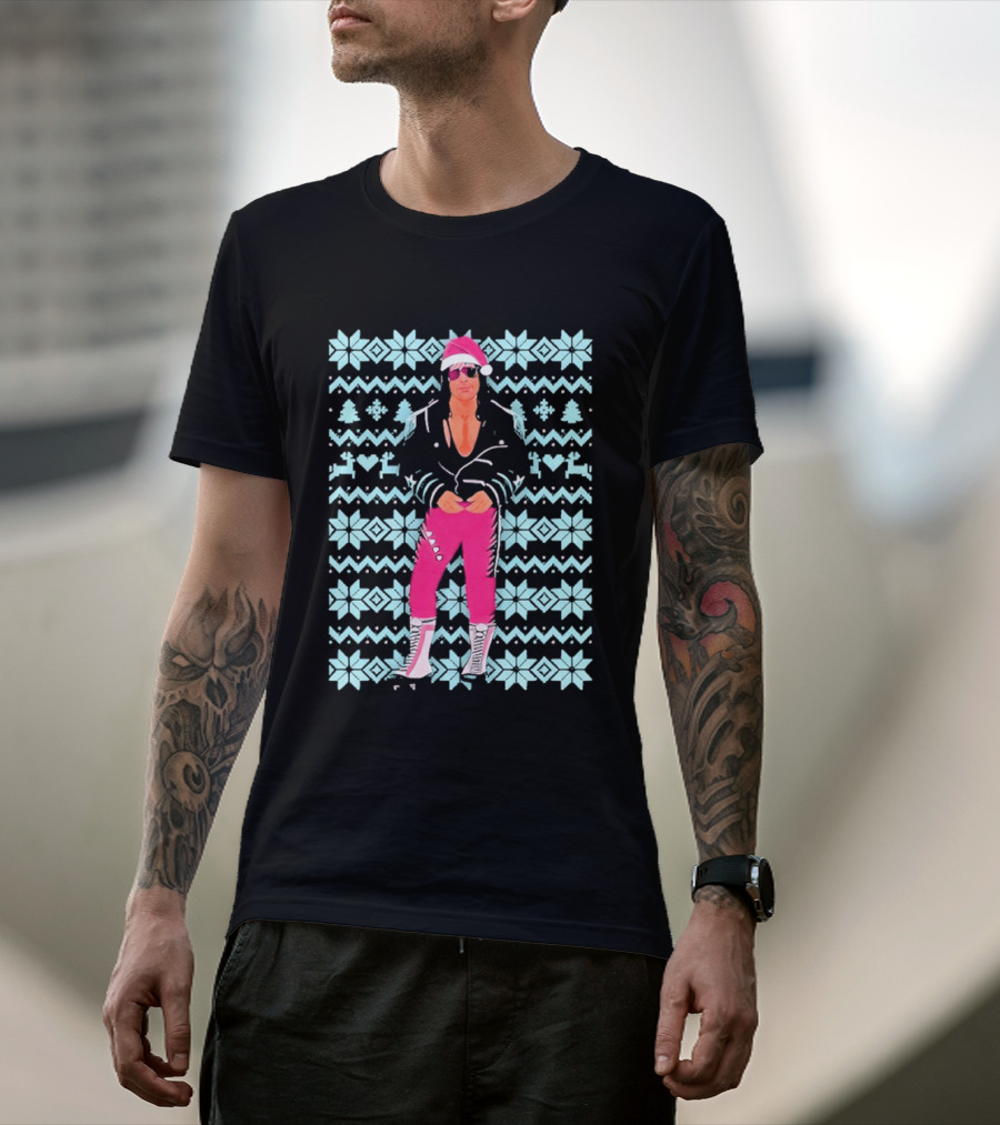 Bret Hart Ugly Christmas Jumper Retro Festive Pink Santa Outfit T-Shirt
