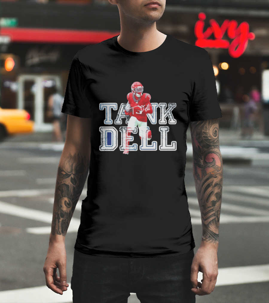 Houston Texans Tank Dell Football Player Run Action T-Shirt