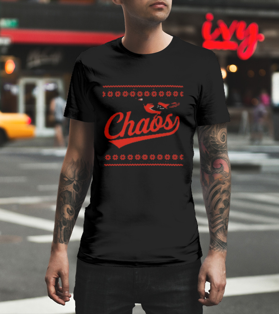 Chaos In Baltimore Orioles Ugly Christmas Sweater T-Shirt