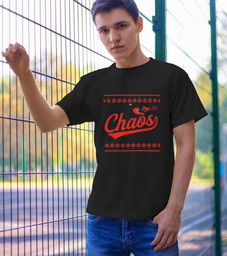 Chaos In Baltimore Orioles Ugly Christmas Sweater T-Shirt