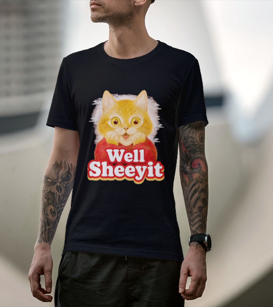 Well Sheeyit Surprised Orange Cat Humor T-Shirt