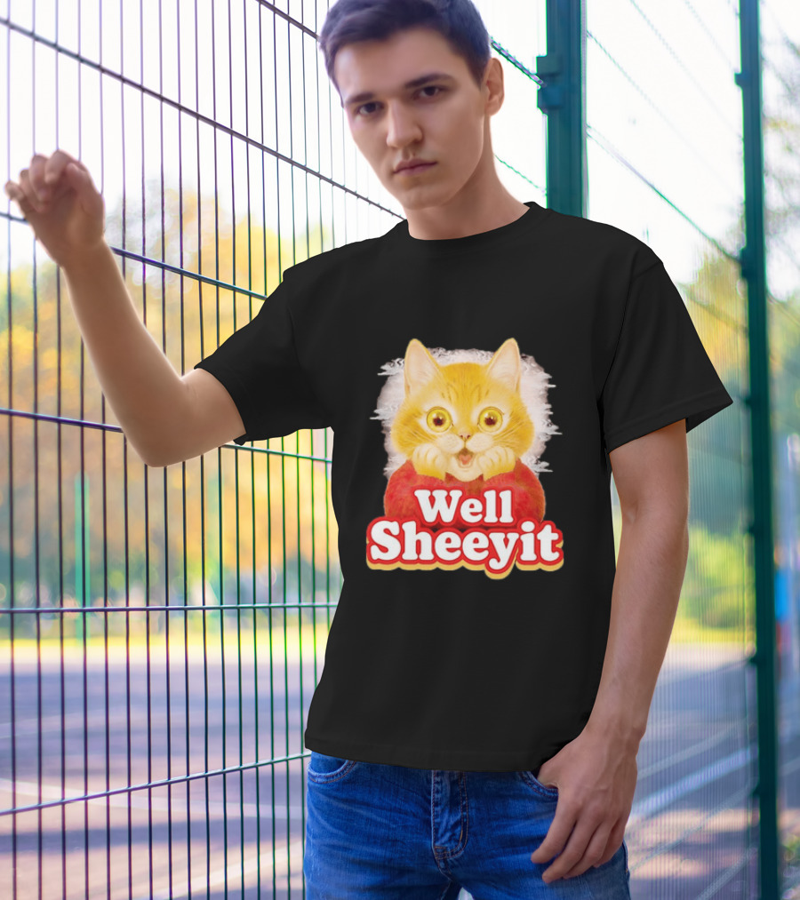 Well Sheeyit Surprised Orange Cat Humor T-Shirt
