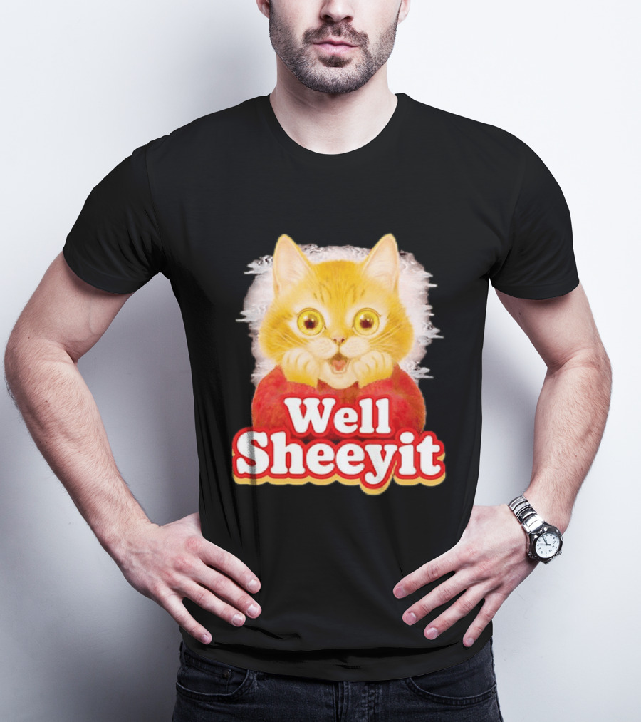 Well Sheeyit Surprised Orange Cat Humor T-Shirt
