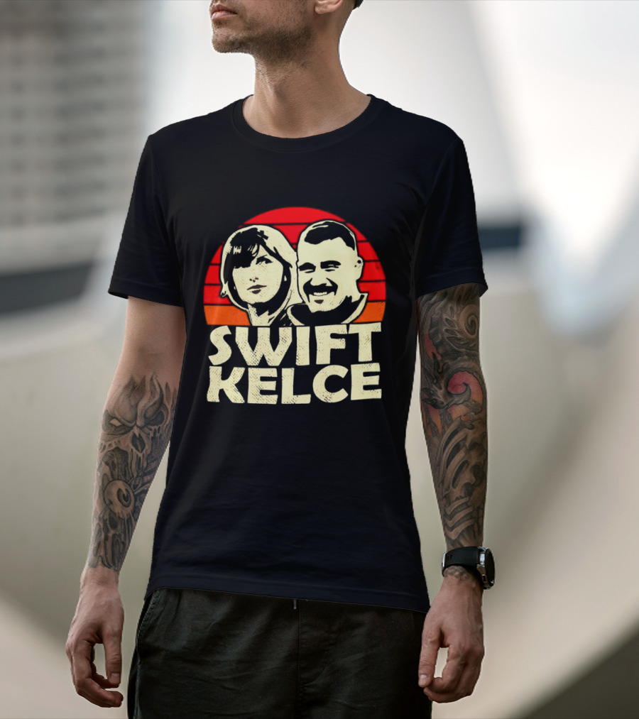 Kansas City Chiefs Swift Kelce Red Sunset T-Shirt
