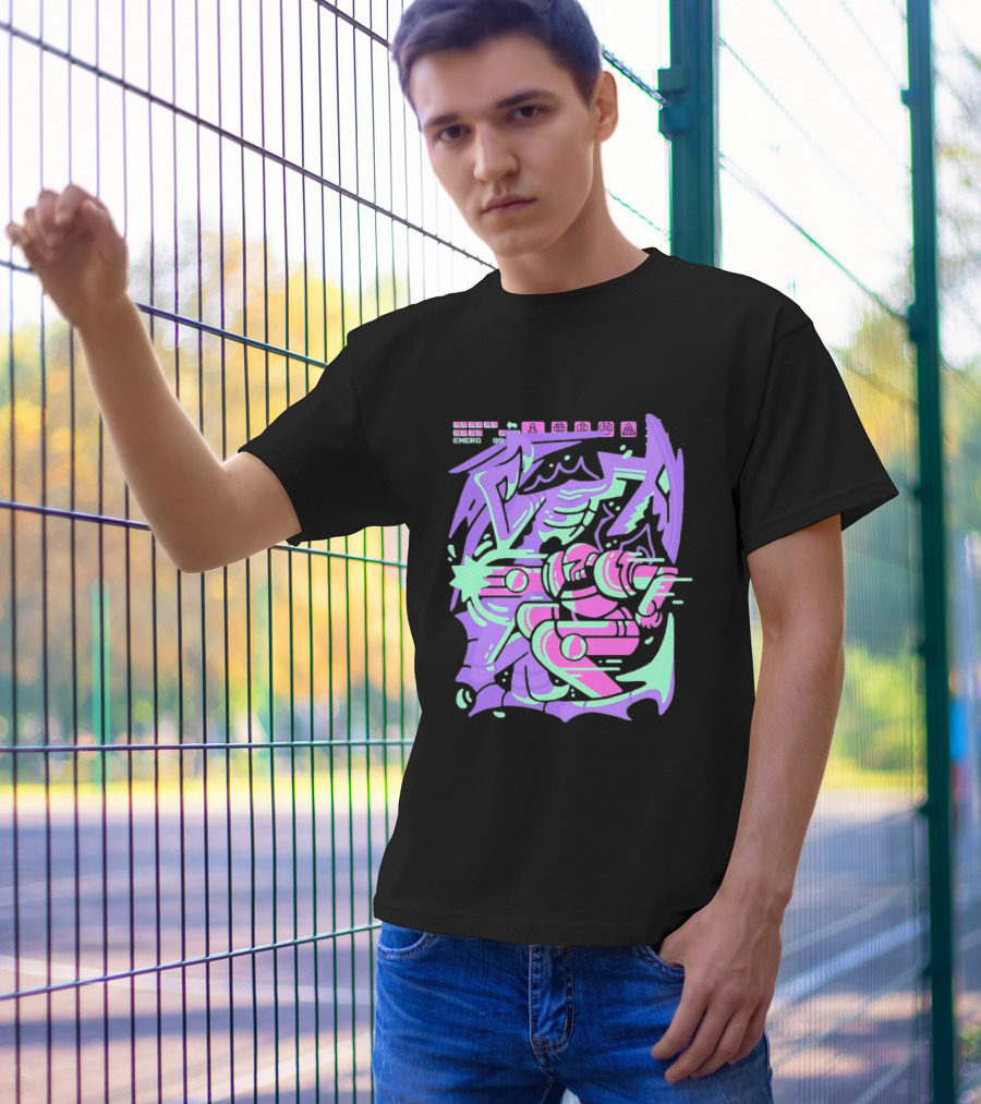 Metroid Space Pirate Skirmish Neon Glitch T-Shirt