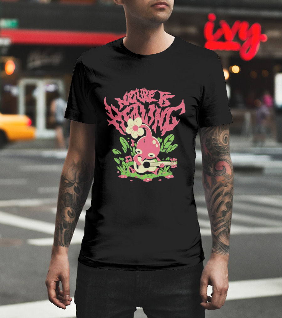 Nature Is Healing Pikmin Playing Guitar T-Shirt