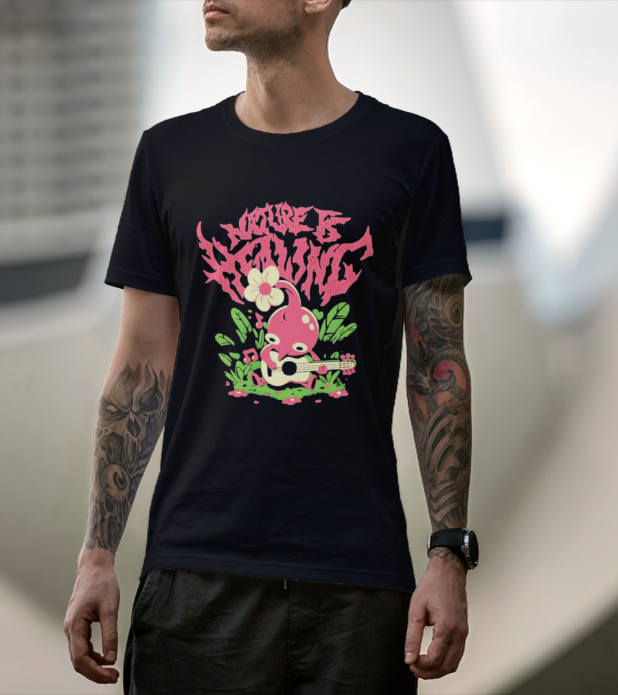 Nature Is Healing Pikmin Playing Guitar T-Shirt