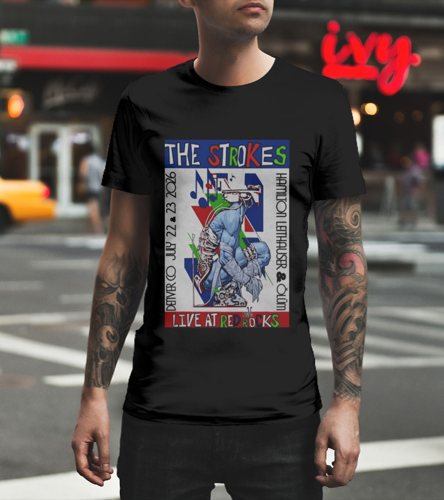 Live At Red Rocks The Strokes July 22 23 2026 Denver Hamilton Leithauser Qum T-Shirt