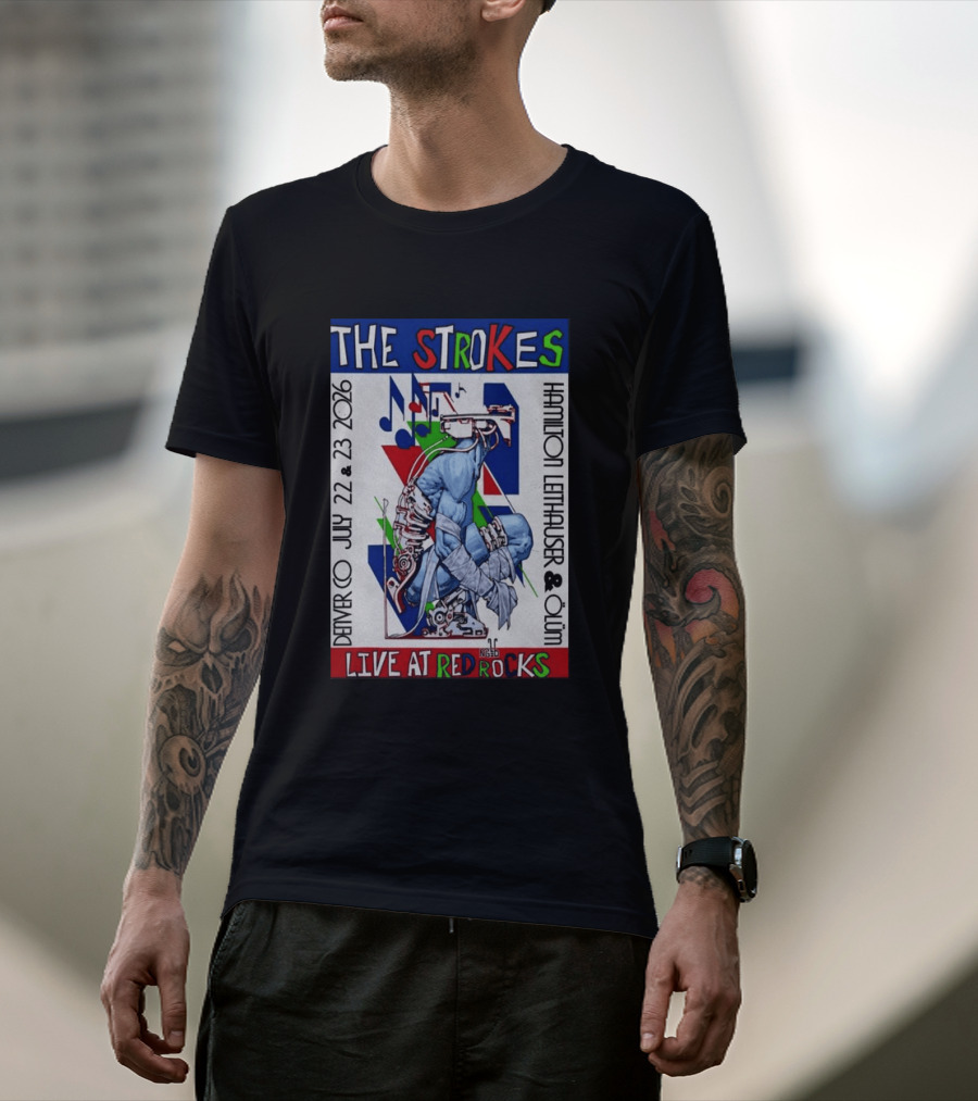 Live At Red Rocks The Strokes July 22 23 2026 Denver Hamilton Leithauser Qum T-Shirt