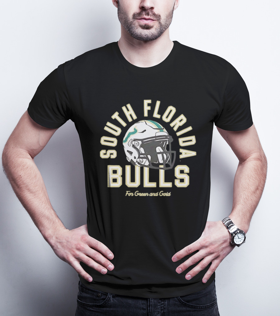 South Florida Bulls Football Helmet For Green And Gold Fans T-Shirt