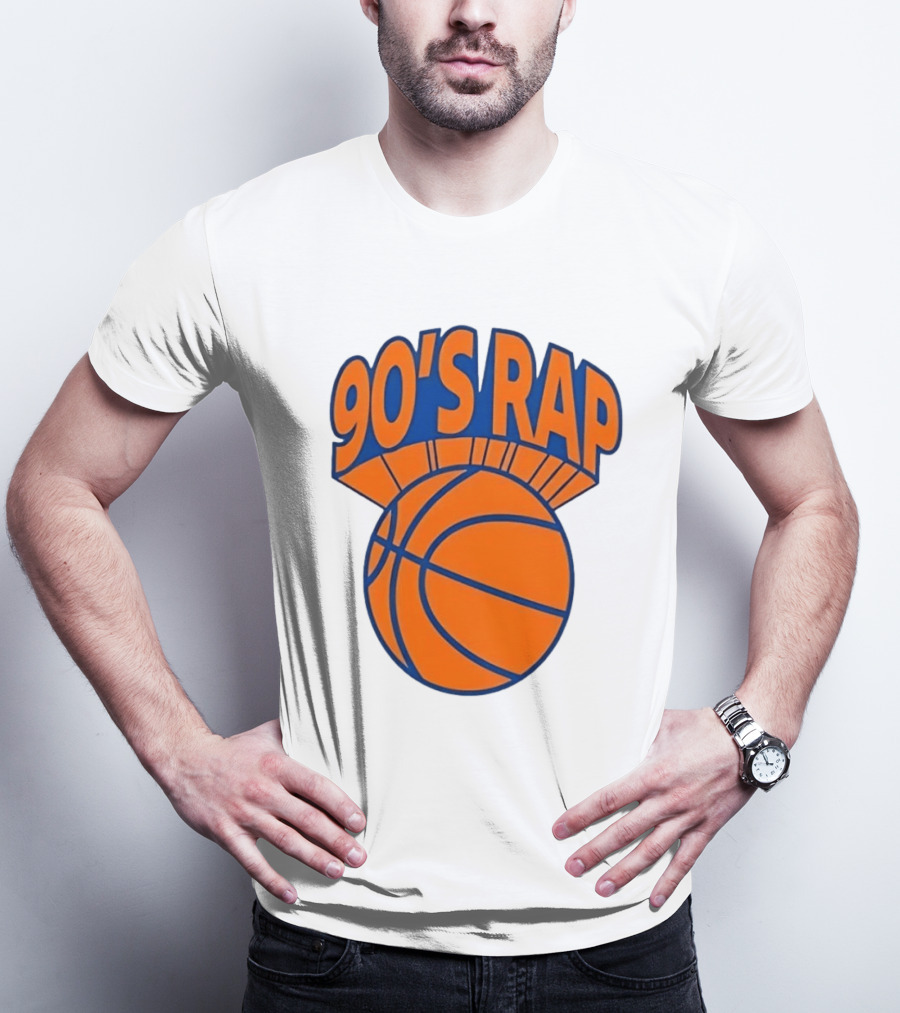 90's Rap Basketball Bold Orange Blue T-Shirt