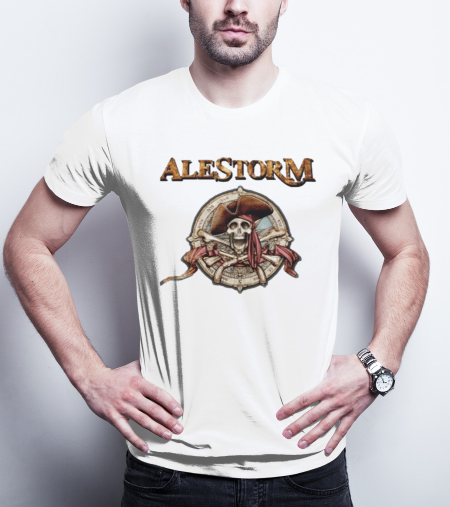 ALESTORM Pirate Skeleton Nautical Compass Skulls Crossbones T-Shirt
