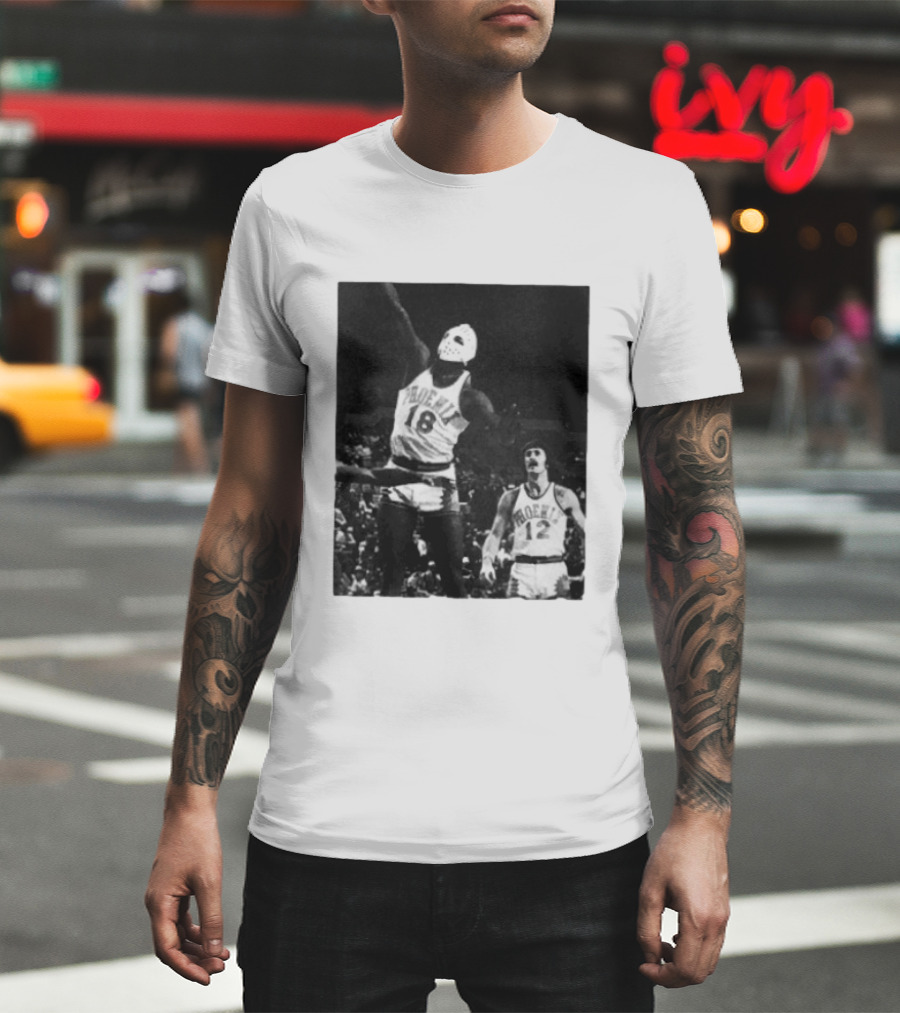 Curtis Perry Wearing Hockey Mask During Phoenix Suns NBA Game T-Shirt