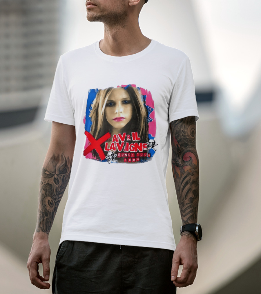Avril Lavigne Bonez Tour 2004 Skull And Crossbones T-Shirt