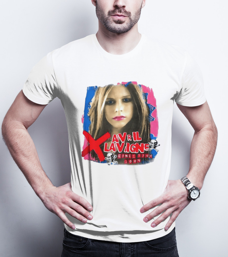 Avril Lavigne Bonez Tour 2004 Skull And Crossbones T-Shirt